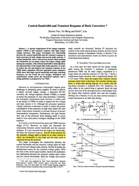 Control Bandwidth And Transient Response Of Buck Converters Pdf Inductor Electrical