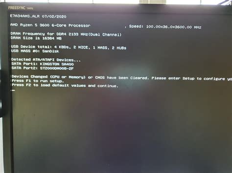 Just Installed A New Cpu And Boot Up And This Message Appears Should I Hit The F1 Or F2 And Are