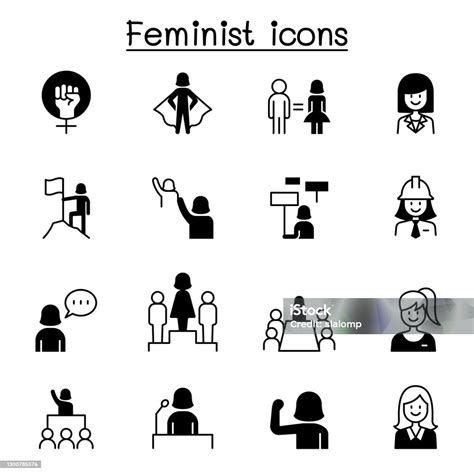 여성 여자 페미니스트 여성의 날 아이콘 세트 벡터 일러스트 그래픽 디자인 0명에 대한 스톡 벡터 아트 및 기타 이미지 0명 Revolution 낮 Istock