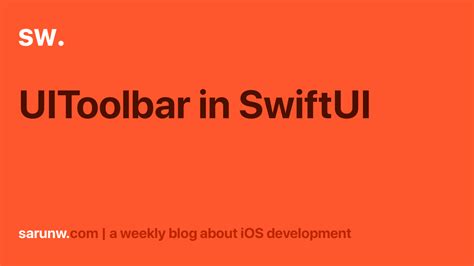UIToolbar In SwiftUI Sarunw