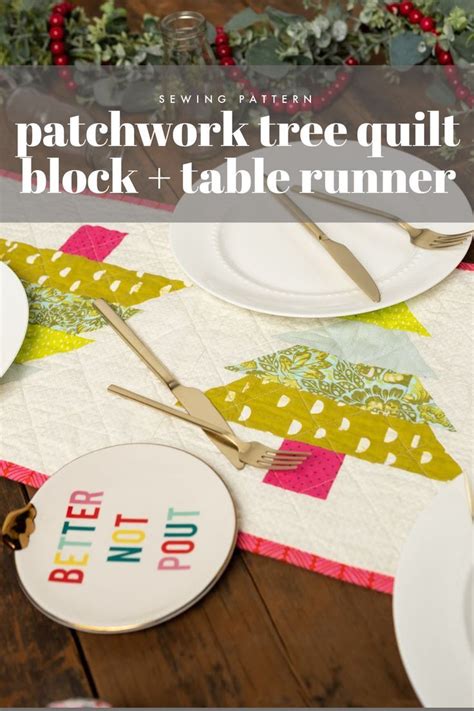 Patchwork Tree Quilt Block Table Runner Tree Quilt Block Tree Quilt Patchwork Table Runner