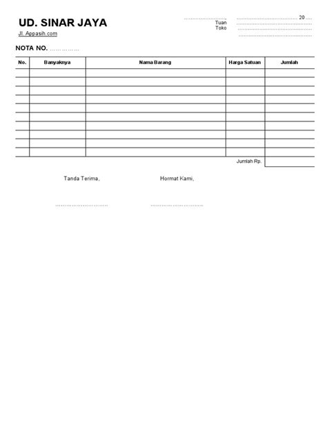 Template Nota Word 3 By Appasih Com Satu Pdf