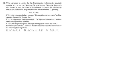 Solved Write A Program In A Script File That Determines The