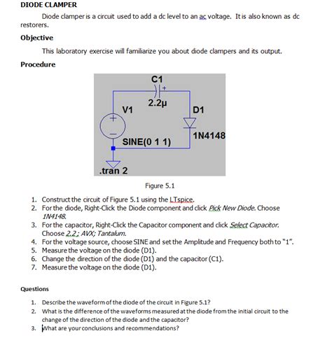 Solved DIODE CLAMPER Diode Clamper Is A Circuit Used To Add Chegg Com