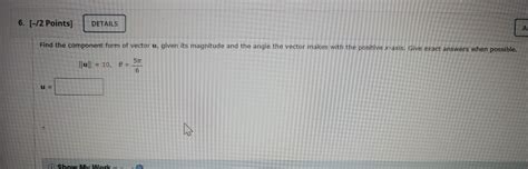 Solved Points DETAILS А Find the component form of Chegg com