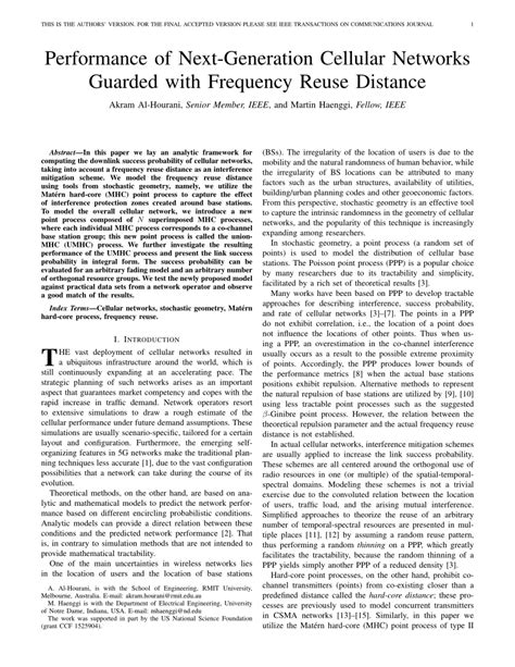 pdf performance of next generation cellular networks guarded with