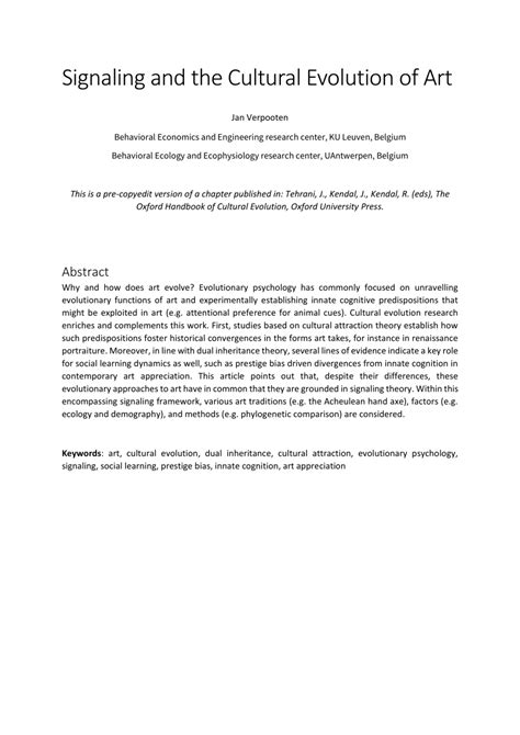 pdf signalling and the cultural evolution of art