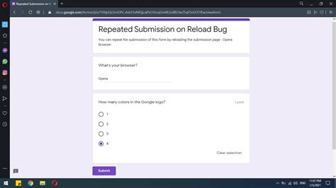 Google Forms Repeated Submission On Reload Bug Opera Browser Google