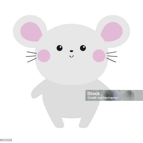 마우스 아이콘 귀여운 흰색 쥐 실루엣 재미 있은 얼굴 머리 카와이 만화 아기 캐릭터 해피 발렌타인 데이 노트북 스티커 인쇄 템플릿입니다 플랫 디자인 흰색 배경입니다 격리