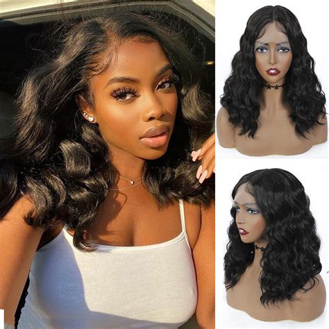 Short Bob Synthetic Lace Wig Loose Wave Hair Middl Grandado