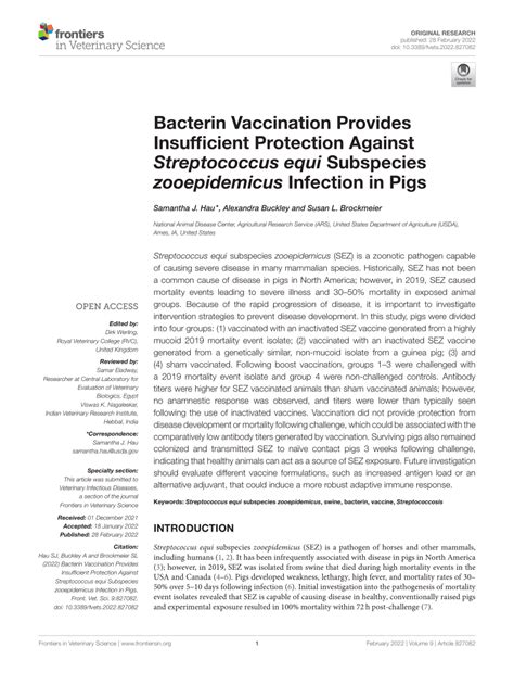 Pdf Bacterin Vaccination Provides Insufficient Protection Against Streptococcus Equi