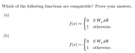 Solved Which Of The Following Functions Are Computable