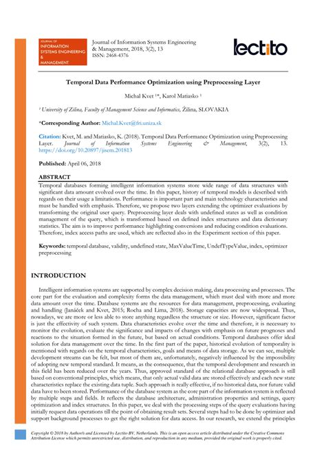 Pdf Temporal Data Performance Optimization Using Preprocessing Layer