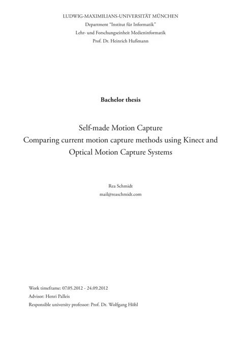 Pdf Self Made Motion Capture Comparing Current Motion Capture Methods Using Kinect And