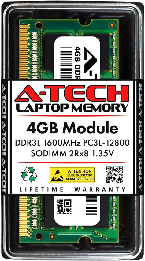 A Tech 4GB DDR3 1600MHz PC3 12800 CL11 SODIMM 204 Pin Non ECC SO DIMM Laptop Notebook RAM