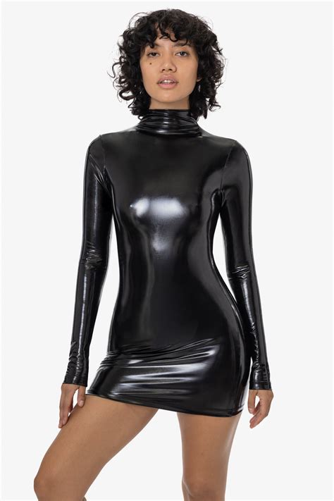 Rsv3606 Stretch Vinyl Mockneck Dress Los Angeles Apparel