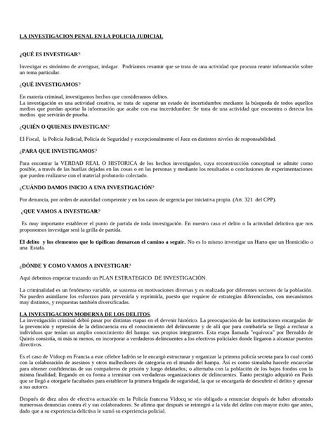La Investigacion Penal Articulo Pdf
