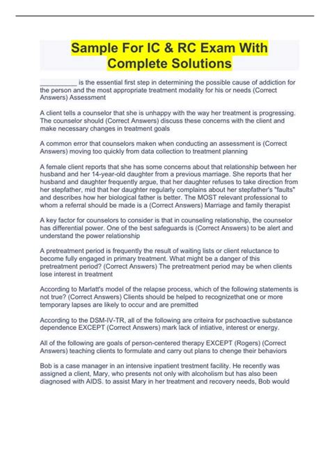 Sample For IC RC Exam With Complete Solutions IC RC Stuvia US