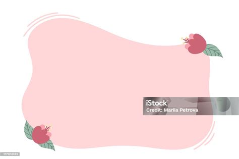 옅은 분홍색 만화 꽃이 있는 텍스트에 대 한 손으로 그린 프레임입니다 복사 공간이 있는 간단한 낙서 템플릿입니다 벡터 일러스트 레이 션 0명에 대한 스톡 벡터 아트 및 기타