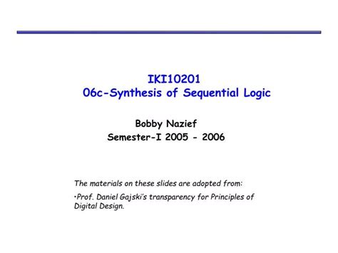 PPT IKI C Synthesis Of Sequential Logic PowerPoint Presentation ID