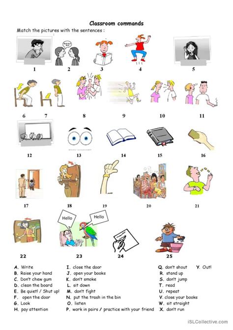Classroom Language Commands English Esl Worksheets Pdf And Doc