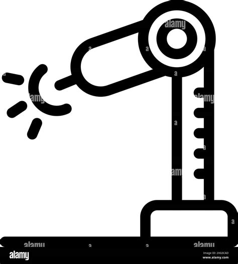 line art icon of a robotic arm using a laser for precise industrial manufacturing stock vector