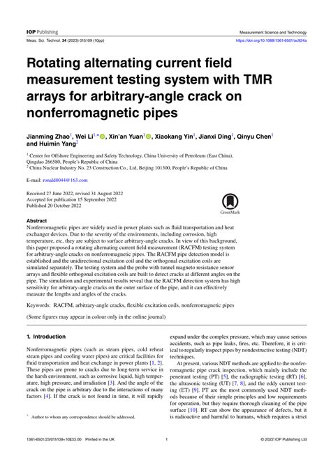 Rotating Alternating Current Field Measurement Testing System With Tmr Arrays For Arbitrary