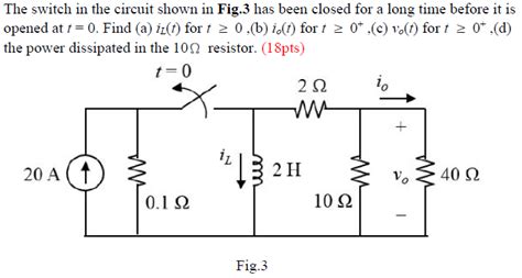 Solved The Switch In The Circuit Shown In Fig Has Been Chegg