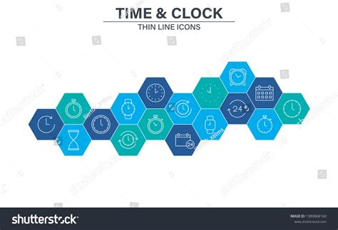 Set Time Clock Web Icons Line Stock Vector Royalty Free Shutterstock