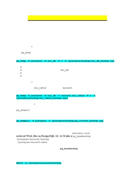 Postgresql Backups And Recoveries Pdf Postgre Sql Databases
