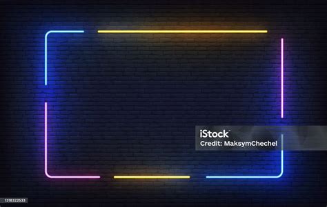 네온 프레임 다채로운 템플릿 라이트 배너 디자인 벡터 빛나는 사각형 간판 문자에 대한 스톡 벡터 아트 및 기타 이미지 문자 시간대 카피 공간 Istock