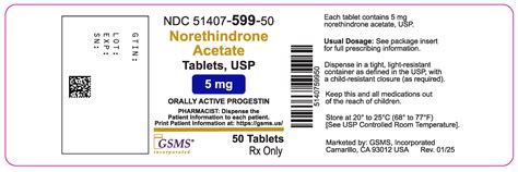 Norethindrone Acetate Tablets Usp