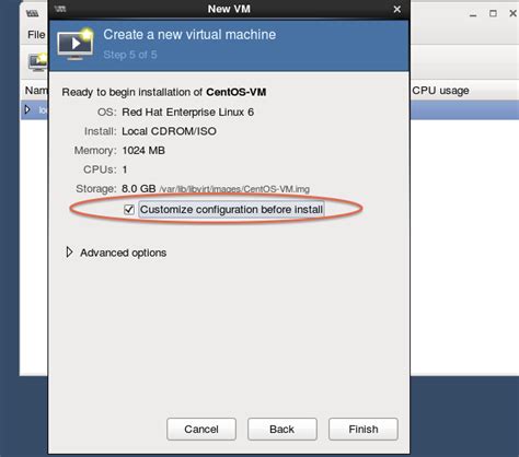 Creating CentOS VM Image Using RedHat Virtual Machine Manager
