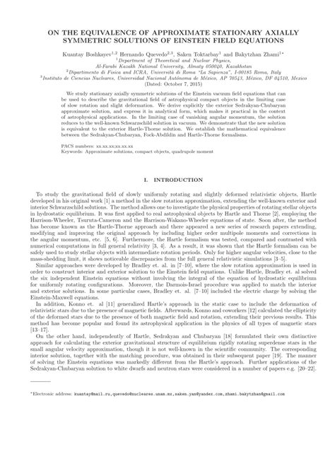 Pdf On The Equivalence Of Approximate Stationary Axially Symmetric