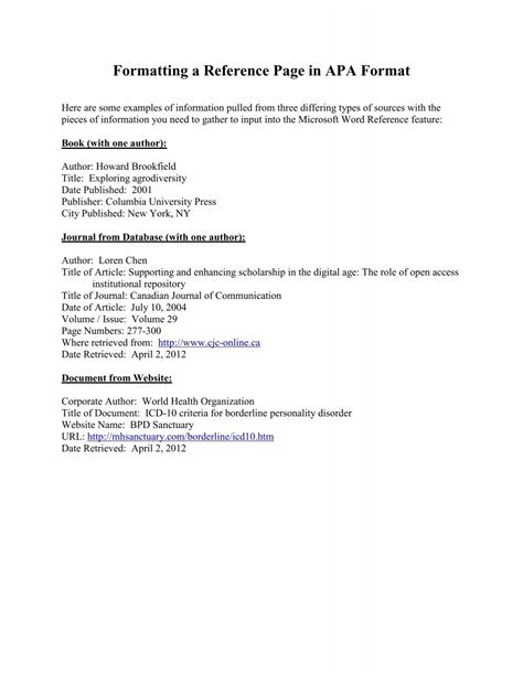 Formatting A Reference Page In APA Format BMC Findlay Library