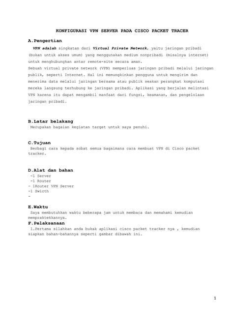 SOLUTION Konfigurasi Vpn Server Pada Cisco Packet Tracer Doc Studypool