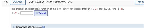 solved the graph of an exponential function of the form