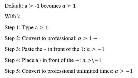 Microsoft Word Equation Tip In Order To Avoid A Greater Than Sign And A Minus Sign