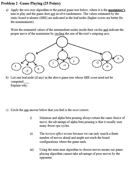 solved problem 2 game playing 25 points a apply the