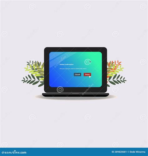Delete Confirmation Pop Up On Laptop Design Vector Illustration Stock Vector Illustration Of