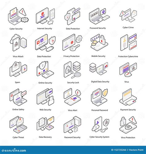 Cyber Security Isometric Icons Stock Vector Illustration Of Recovery