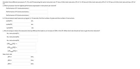Solved Consider Three Different Processors P1 P2 And P3