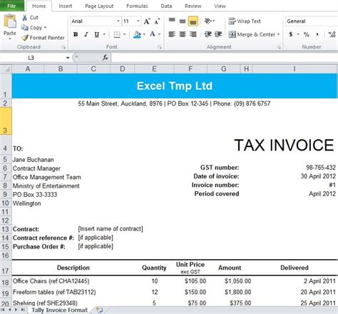 Tally Sales Invoice Format In Excel Download Free Yellowana