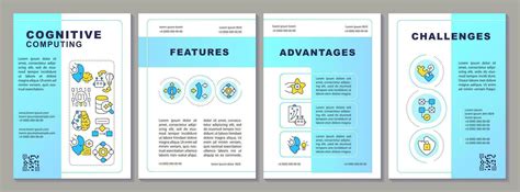 2D Cognitive Computing Creative Brochure Template Leaflet Design With Thin Line Icons 4 Vector
