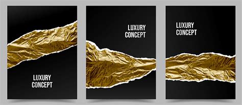 벡터 그림입니다 금구겨진 호일 텍스처 찢어진 종이 효과 추상적인 현대 배경 컬렉션 엽서 책 표지 잡지 브로셔 인사말 또는 명함 배너 용 디자인 금 금속에 대한 스톡 벡터