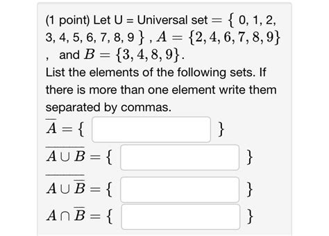 Solved 1 Point Let U Universal Set {0 1 2
