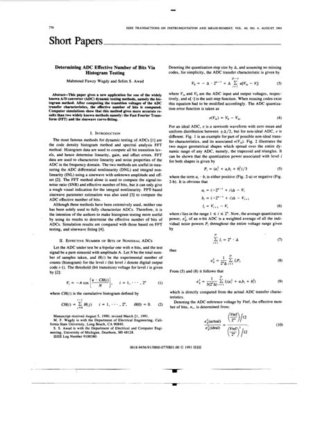 PDF Determining ADC Effective Number Of Bits Via Histogram Testing