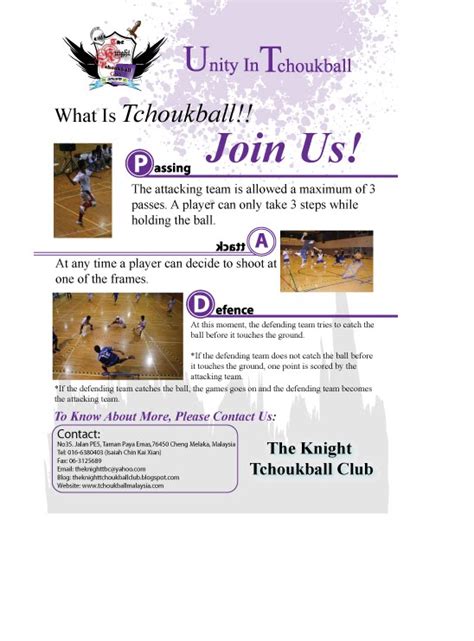 The Knight Tchoukball Club Tchoukball Flyer