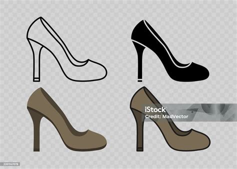 다양 한 스타일의 하이힐 신발 유행 단검 신발 아이콘은 디자인 브랜딩 의류를 제공합니다 패션 쇼핑 럭셔리 우아한 스타일 컨셉을 위한 디자인 템플릿 벡터 일러스트 레이 션
