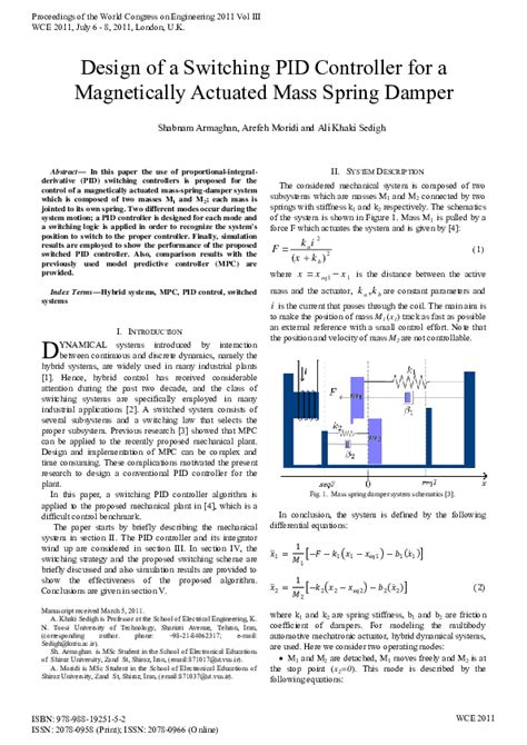 Pdf Design Of A Switching Pid Controller For A Magnetically Actuated Mass Spring Damper
